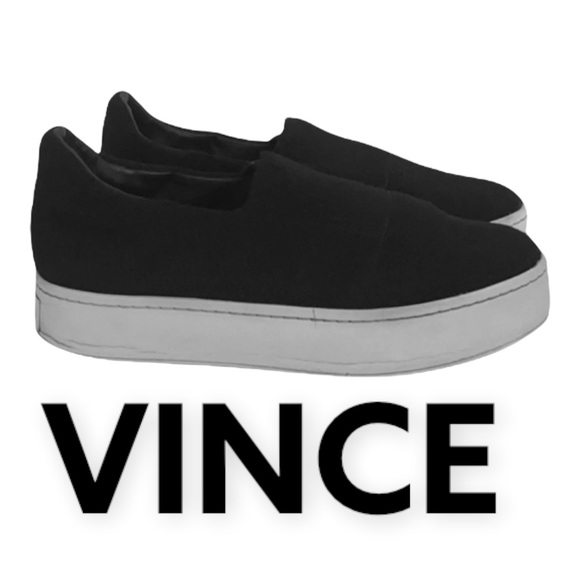 Vince | Shoes | Authentic Vince Designer Black Platform Slip On ...